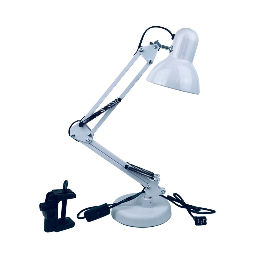 Lámpara De Escritorio Blanca Con Base Y Pinza Alejandra Nail Shop